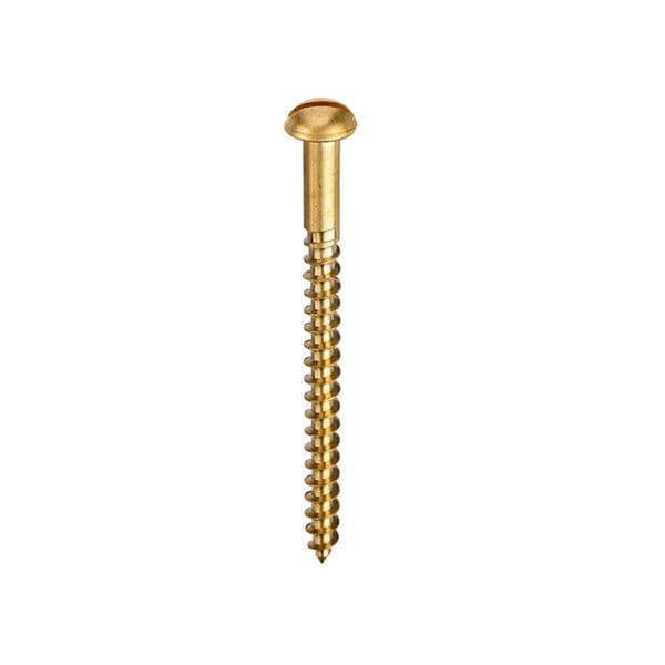 No 10 5mm x 40mm Slotted Round Head Woodscrews DIN 96 - Brass