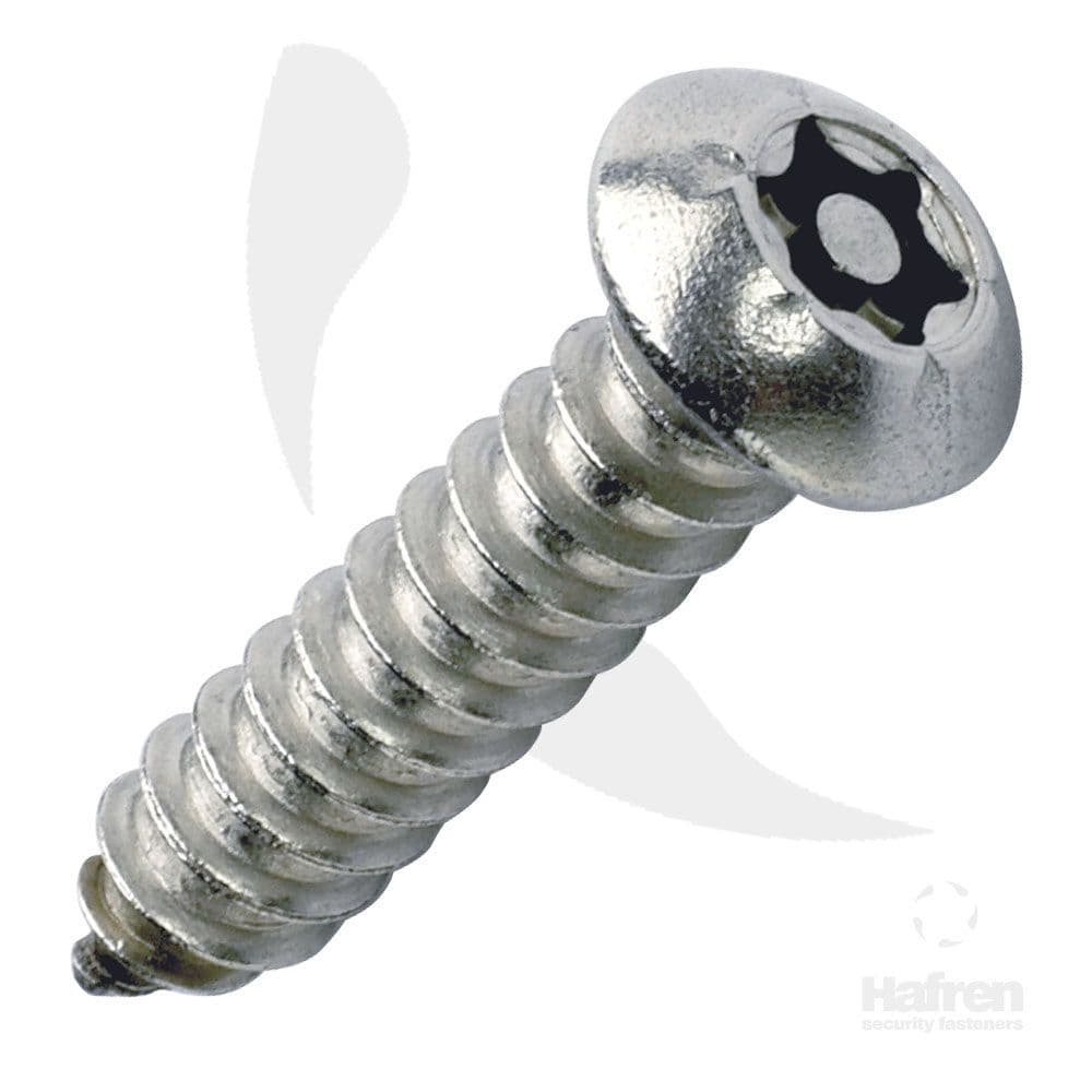 No.10 x 1 1/2" Torx Pin 6-Lobe Button Head Self Tapping Security Screws - A2 Stainless Steel