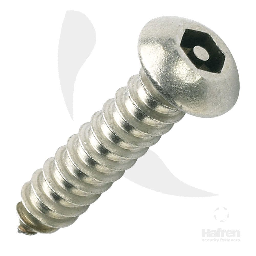 No 12 x 1 1/4" Hex Pin Button Head Security Self Tapping Screws - A2 ...