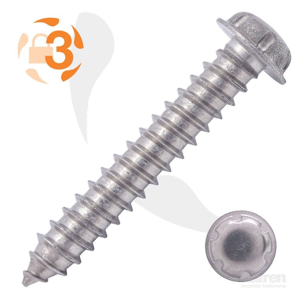 No.8 x 1/4" System Zero Flanged Head Self Tapping Security Screws - A2 ...