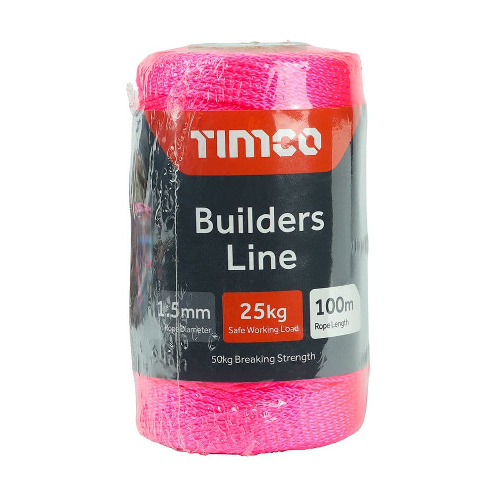 1.5mm x 100m Builders Line Tube - Pink
