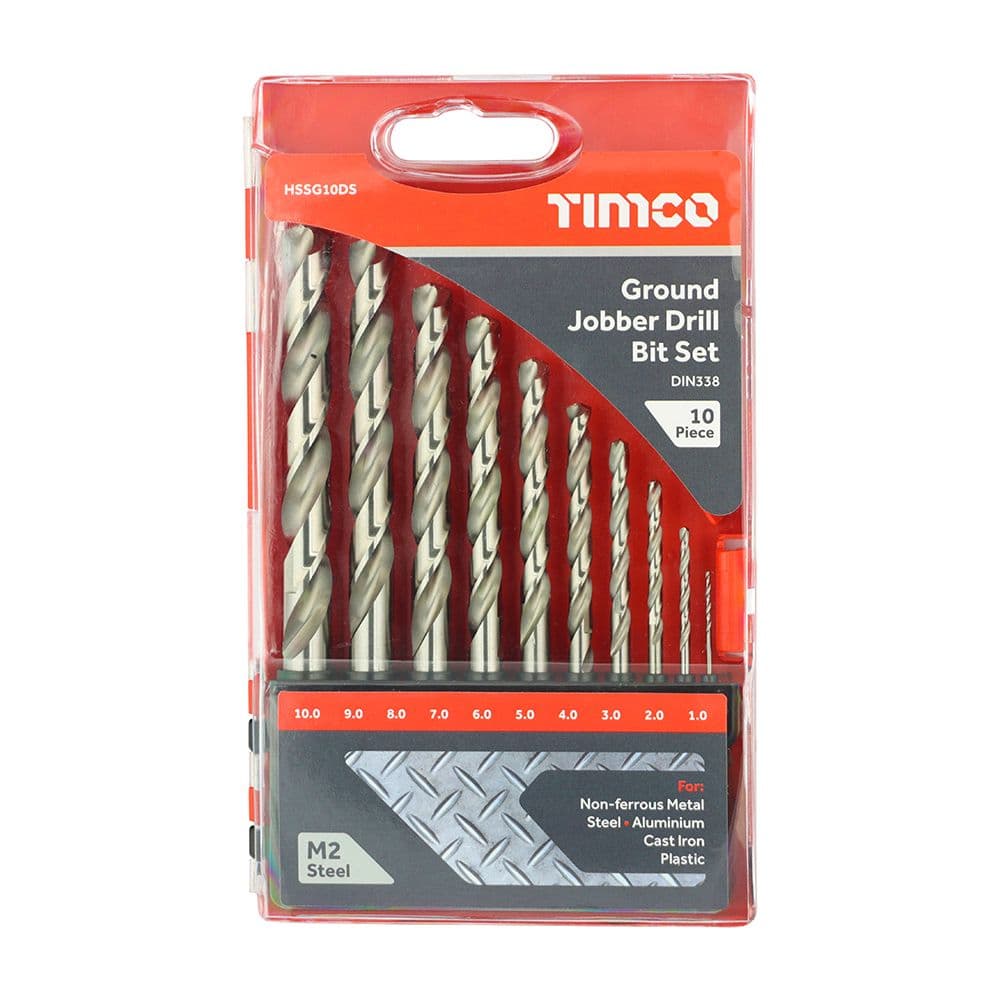 TIMCO 10pcs Ground Jobber Drill Bit Set