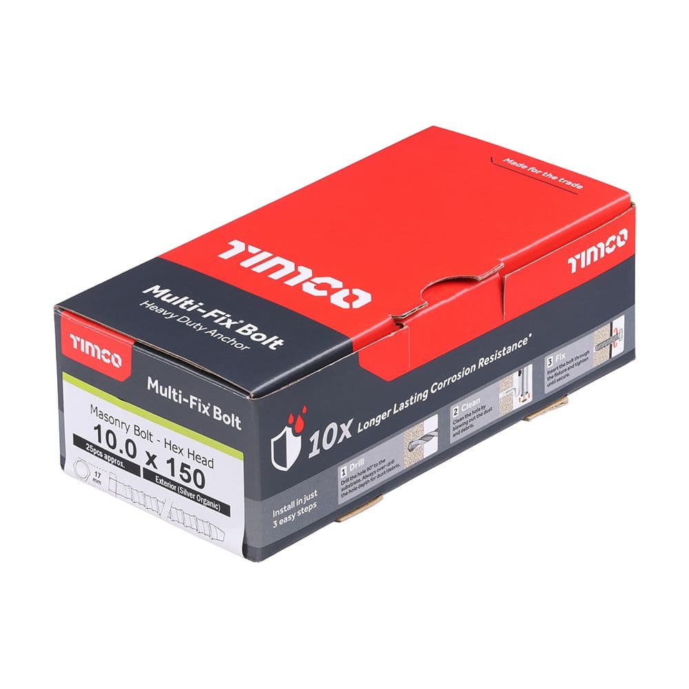 TIMCO 10.0 x 150 Multi-Fix Masonry Bolts - Hex - Exterior - Silver ...