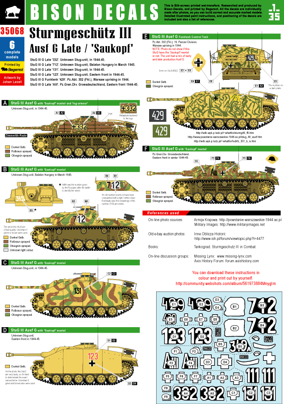 BD35068 Stug III Ausf G Late Saukopf/Ausf G Funklenk