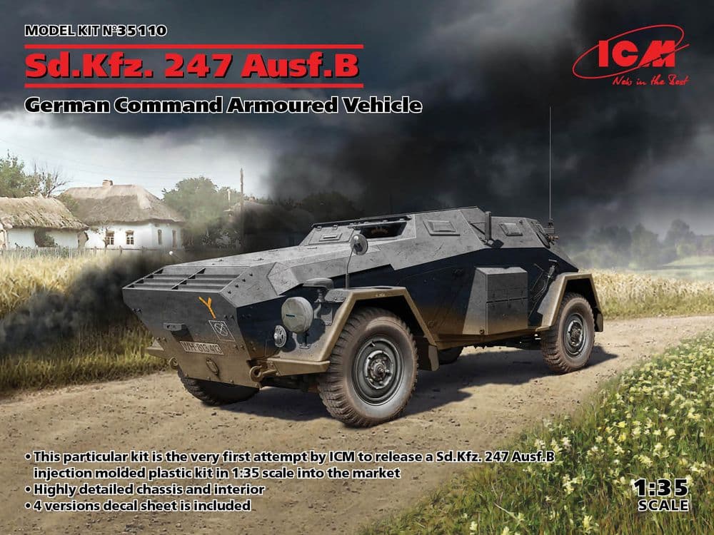 ICM35110 Sd Kfz 247 Ausf B German Command Armoured Vehicle 100 new molds