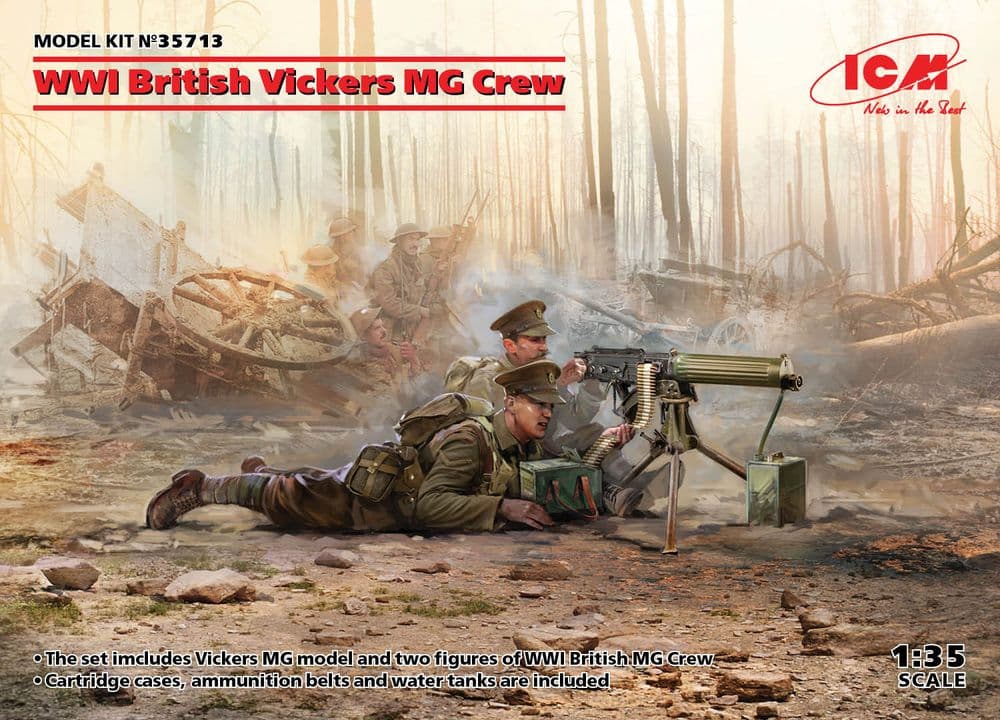 ICM35713 WWI British Vickers MG Crew Vickers MG & 2 figures 100 new molds