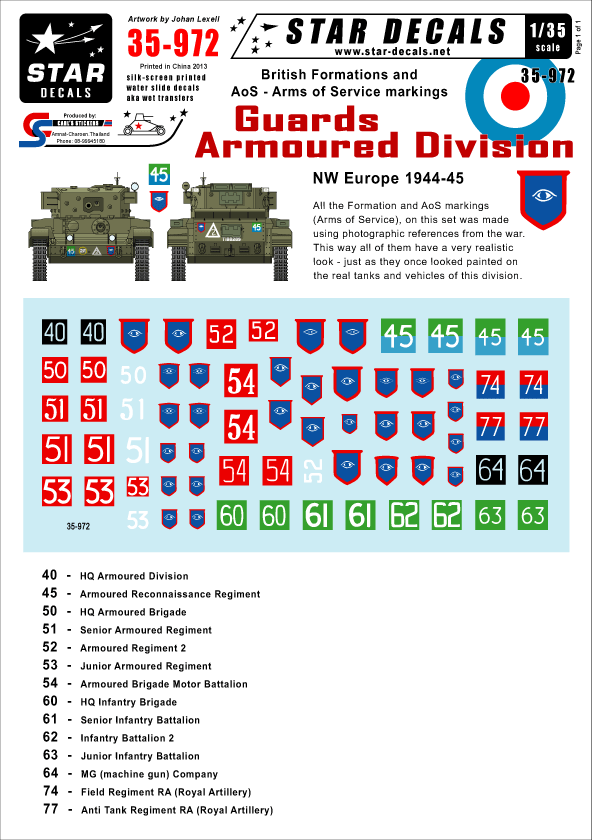 STAR35972 British Guards Armoured Division NW Europe Generic Formations ...
