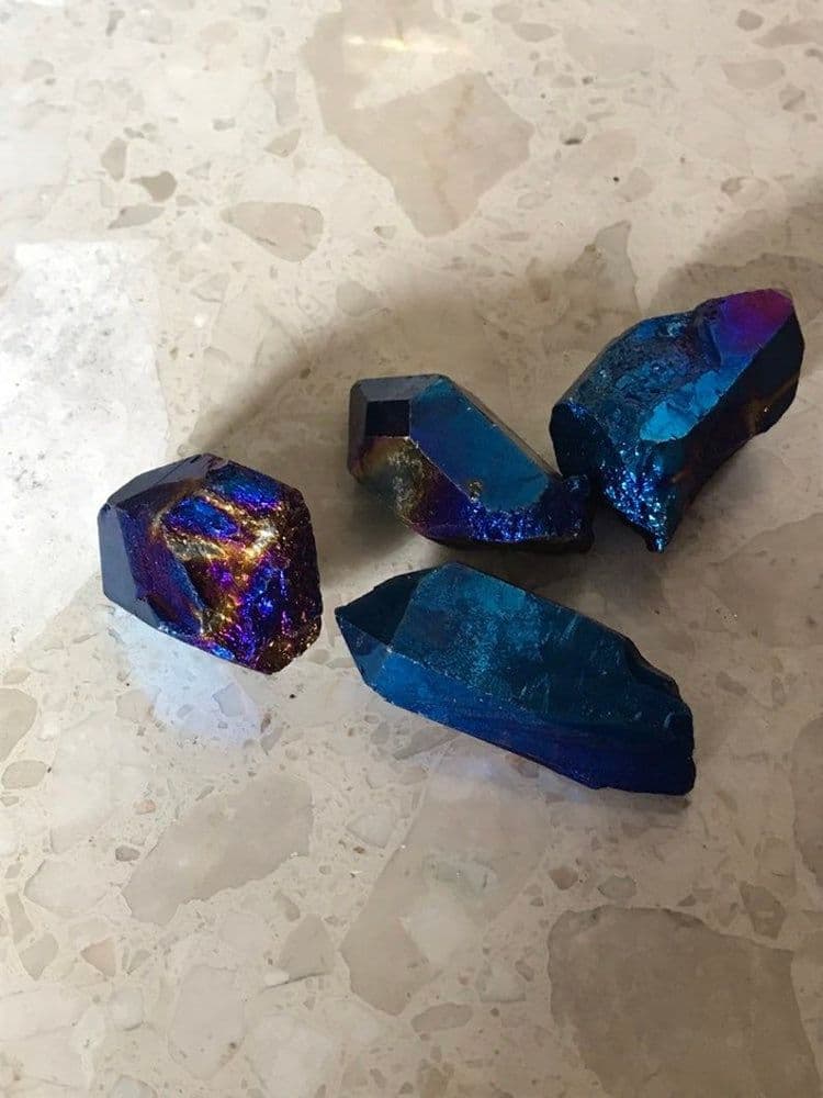 Aura Quartz Point Blue Rainbow Gemstone