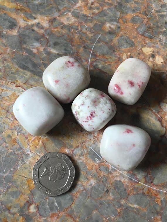 Cinnabar in Quartz Tumblestone Cinnabite Reiki Healing Crystal Tumble Stone