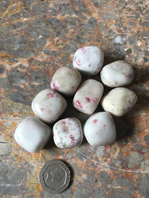 Cinnabar in Quartz Tumblestone Cinnabite Reiki Healing Crystal Tumble Stone