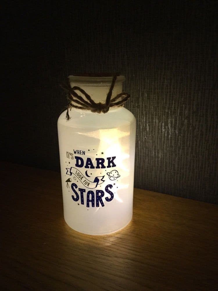 Led Light Jar When its Dark Look for Stars Wish Upon A Star Metallic ...