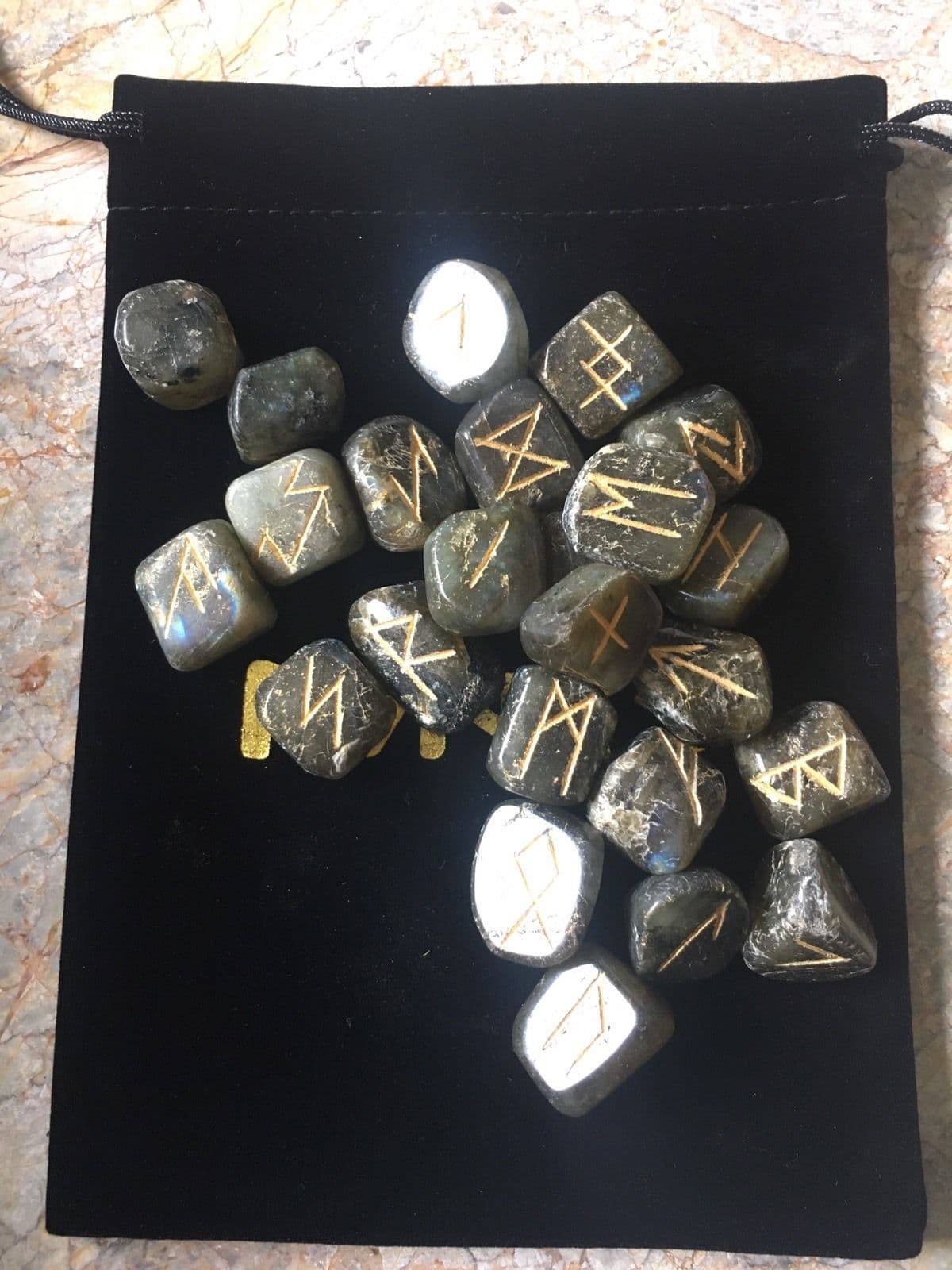 Rune Stones - Natural Labradorite Crystal Divination Runes Handmade