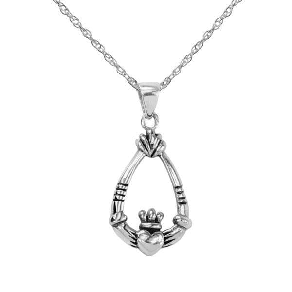 Celtic Claddagh Silver Teardrop Pendant 9244