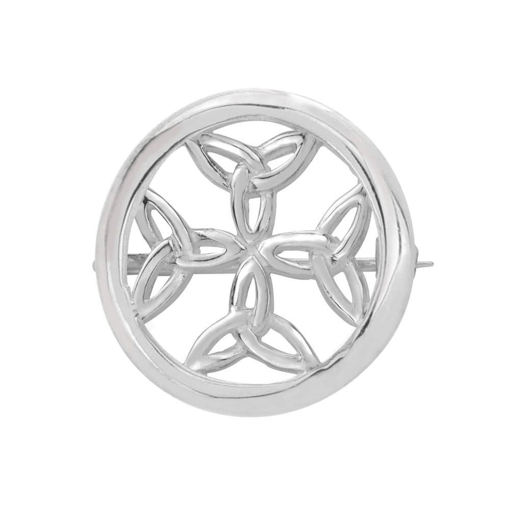 Celtic Trinity Knots Silver Round Brooch 0450