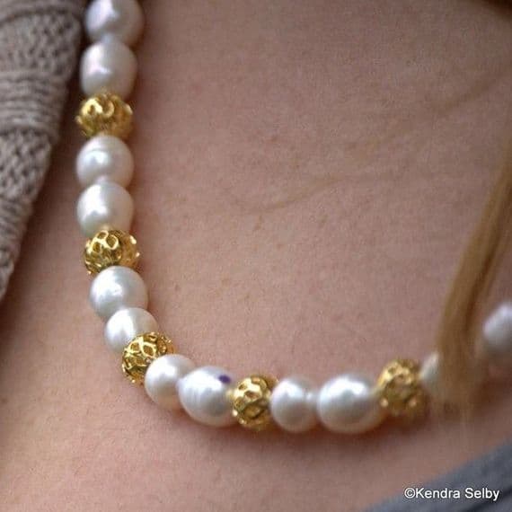 Outlander Inspired Gold Plated Necklace with Pearls 9835