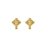 Scottish Celtic Cross Stud Earrings Gold Finish 0495G