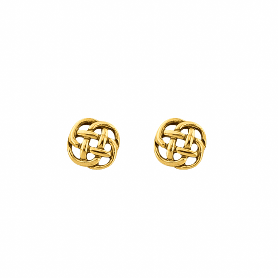 Scottish Celtic Knot Round Stud Earrings Gold Finish 0125G