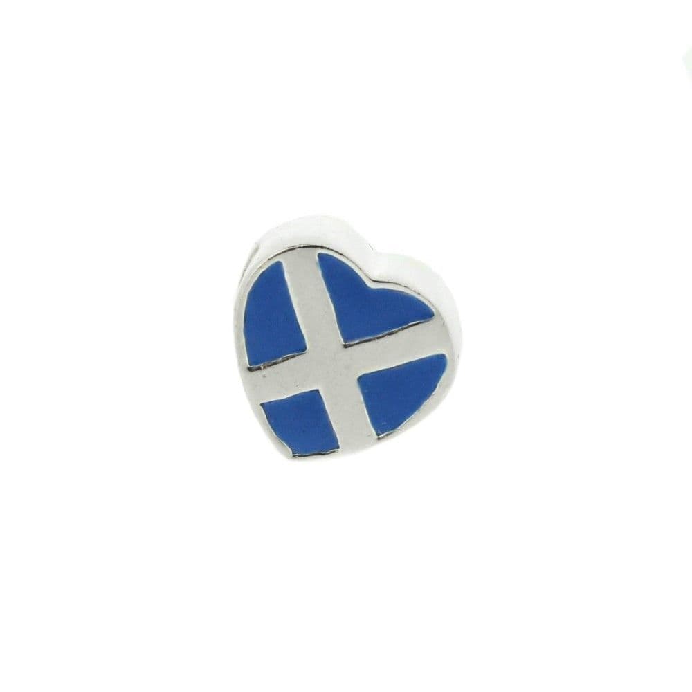 Scottish Saltire Heart Silver Bead Charm 1113