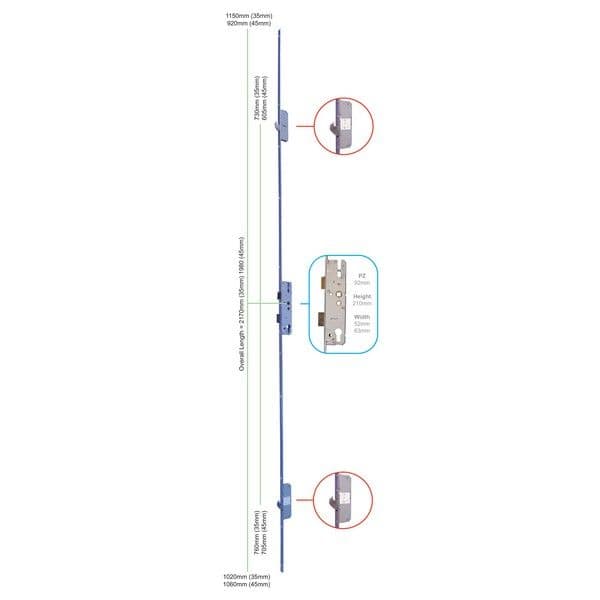 KFV AS4900 - 2 Hook UPVC Multipoint Lock