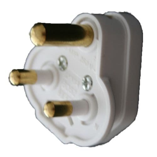 5 amp Round Pin 3 Pin Plug Top White