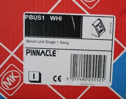 Angled Bench Socket Box MK Pinnacle Single 1 Gang Bench Unit PBUS1 WHI ...