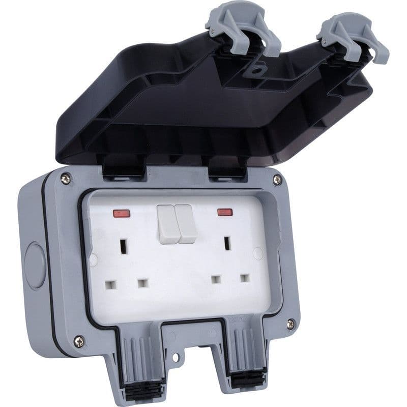 BG Twin Socket Weatherproof 13A Double Switched Outdoor Socket IP66 WP22-XD
