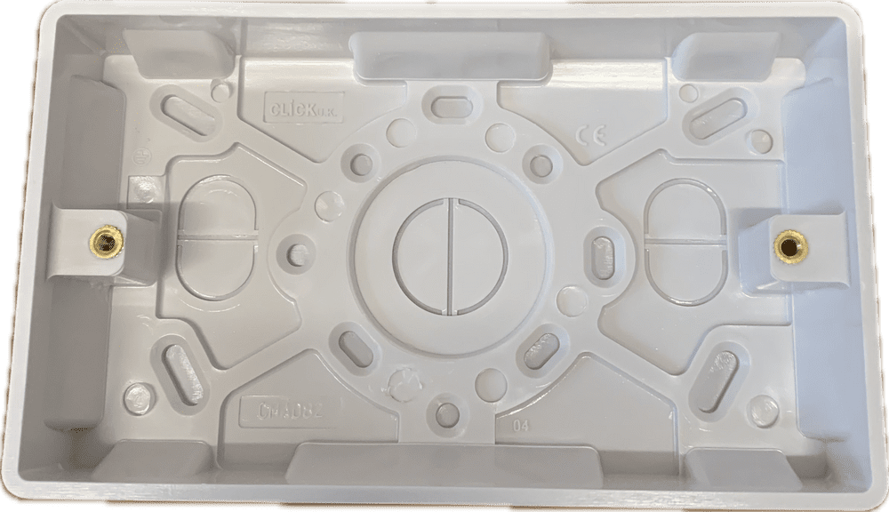 Click CMA082 25mm 2 Gang Twin Surface Moulded Back Box White