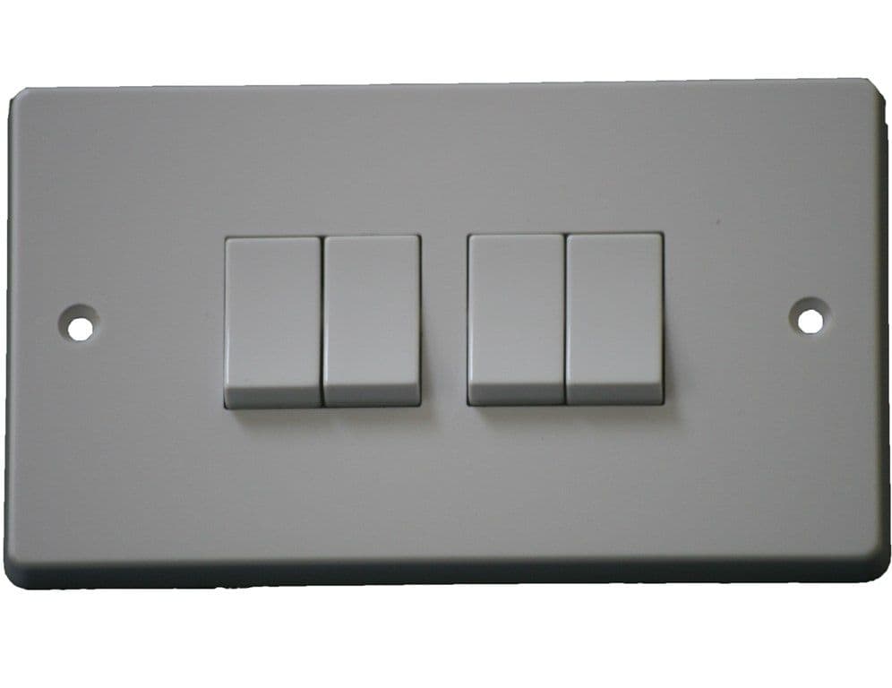 Crabtree 4174 4 Gang 2 Way Light Switch Plate Switch White