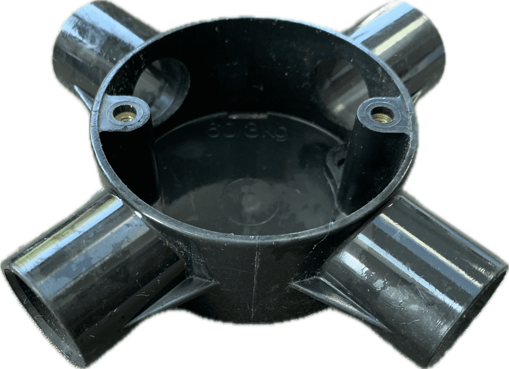 Marshall Tufflex Circular Intersection Conduit Box 20mm Black Pack of 2