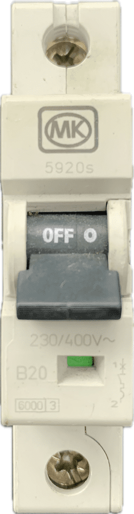 MK MCB B20 20amp 5920s Sentry Type B 6kA