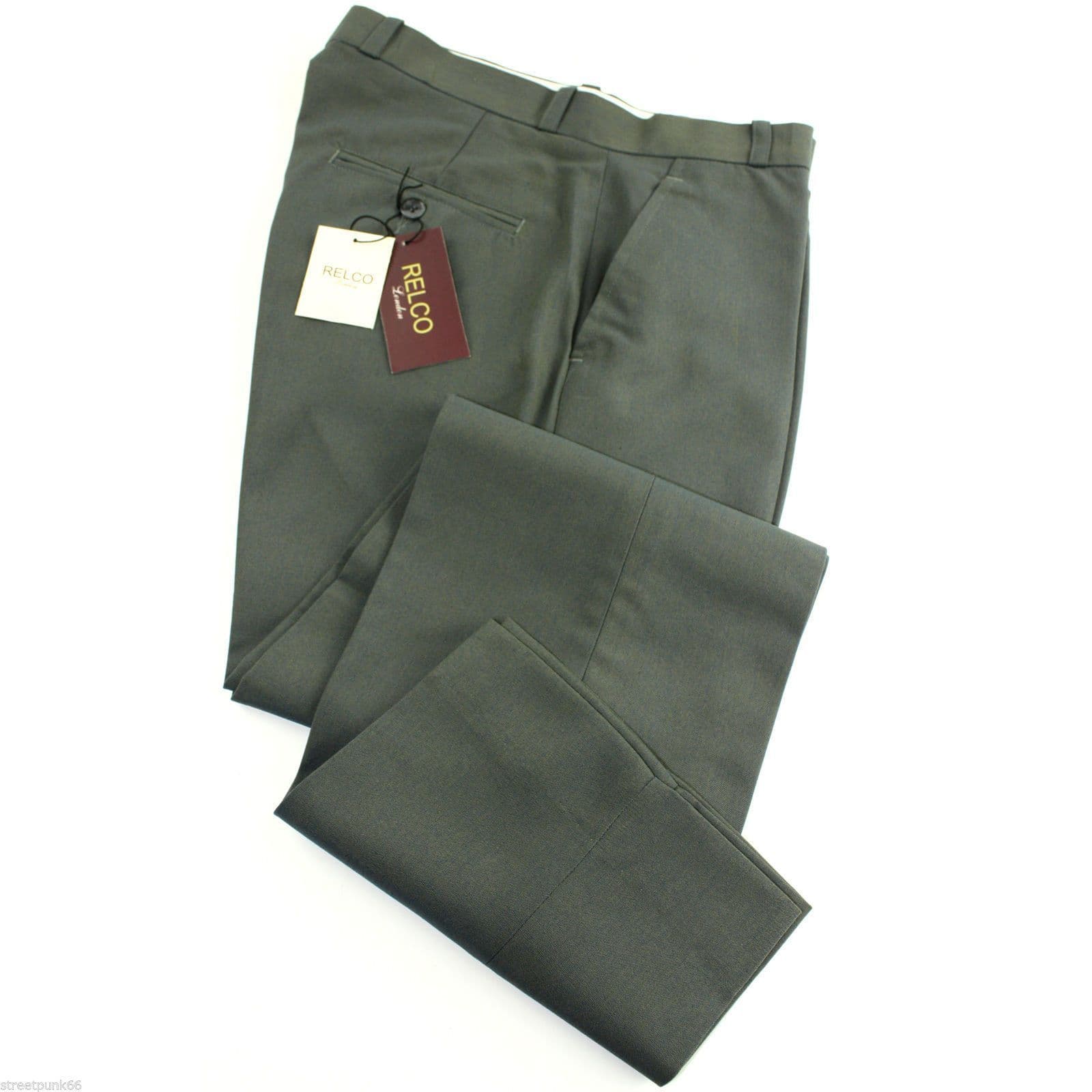 Relco Mens Stay Press Green Tonic Trousers Two Tone Sta Prest Retro Mod ...