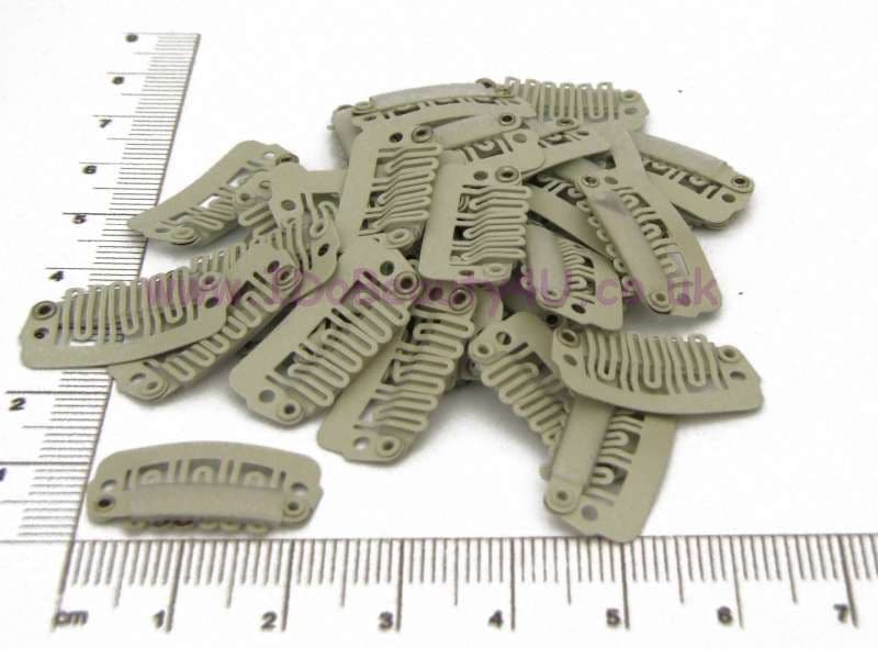 10 HAIR PIECE CLIP EXTENSION SNAP CLIPS SMALL GREY BLONDE
