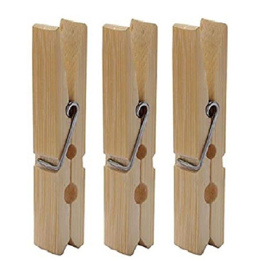 20 Pack Large Bamboo Clothes Pegs