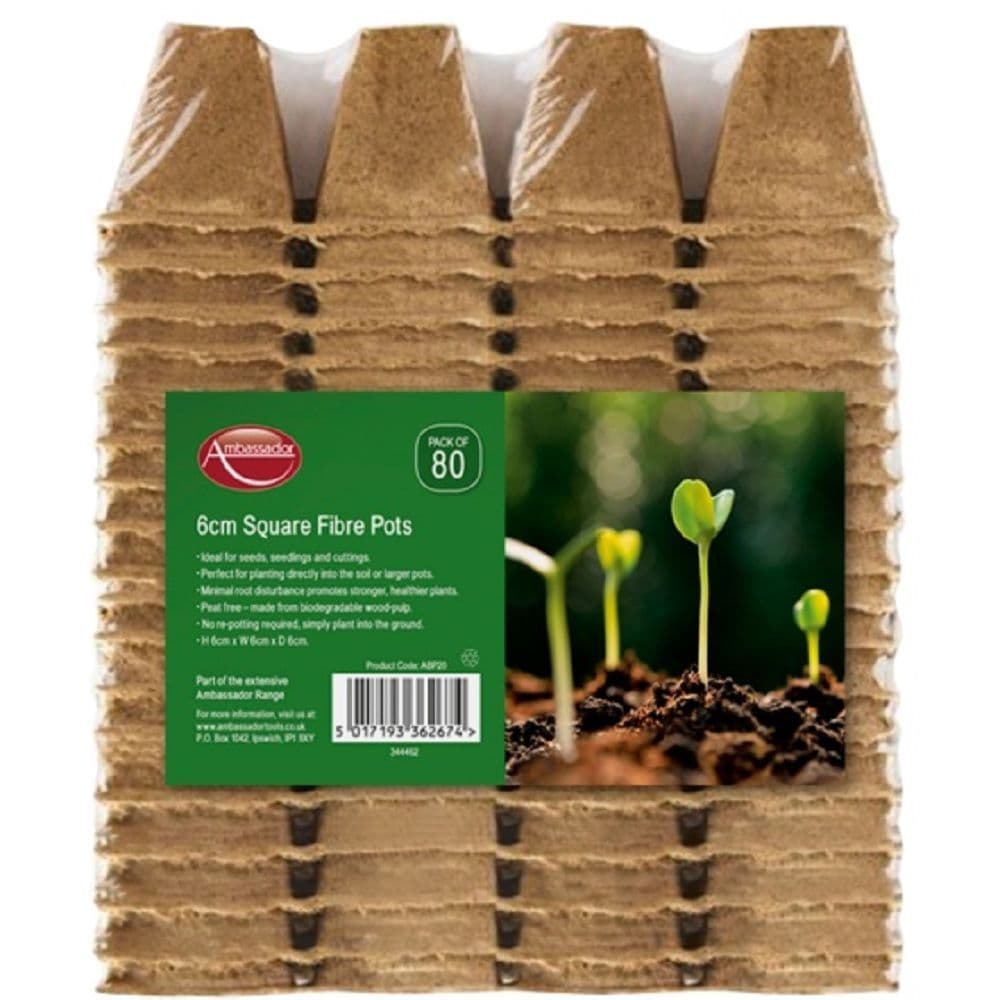 80 Pack Square 6cm Fibre Root & Cutting Pots