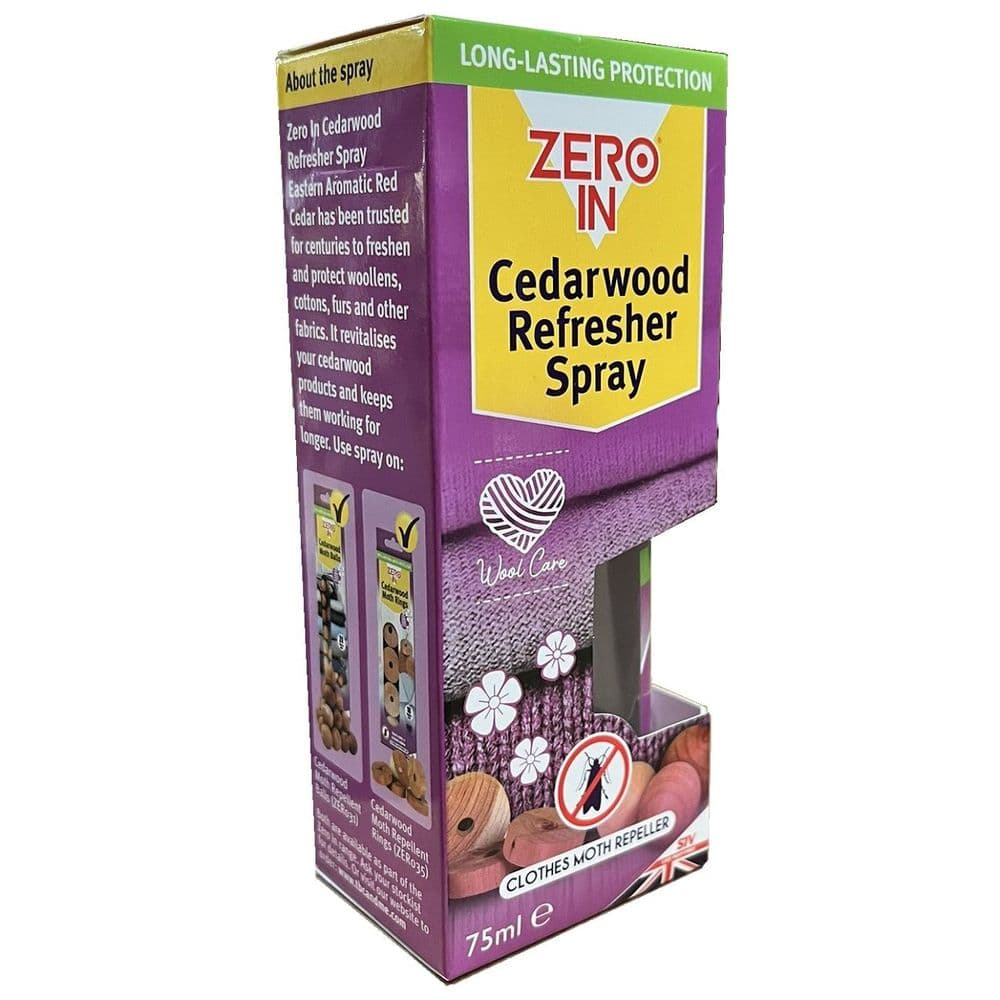 Cedarwood Moth Deterrent Refresher Spray 75ml by Zero In
