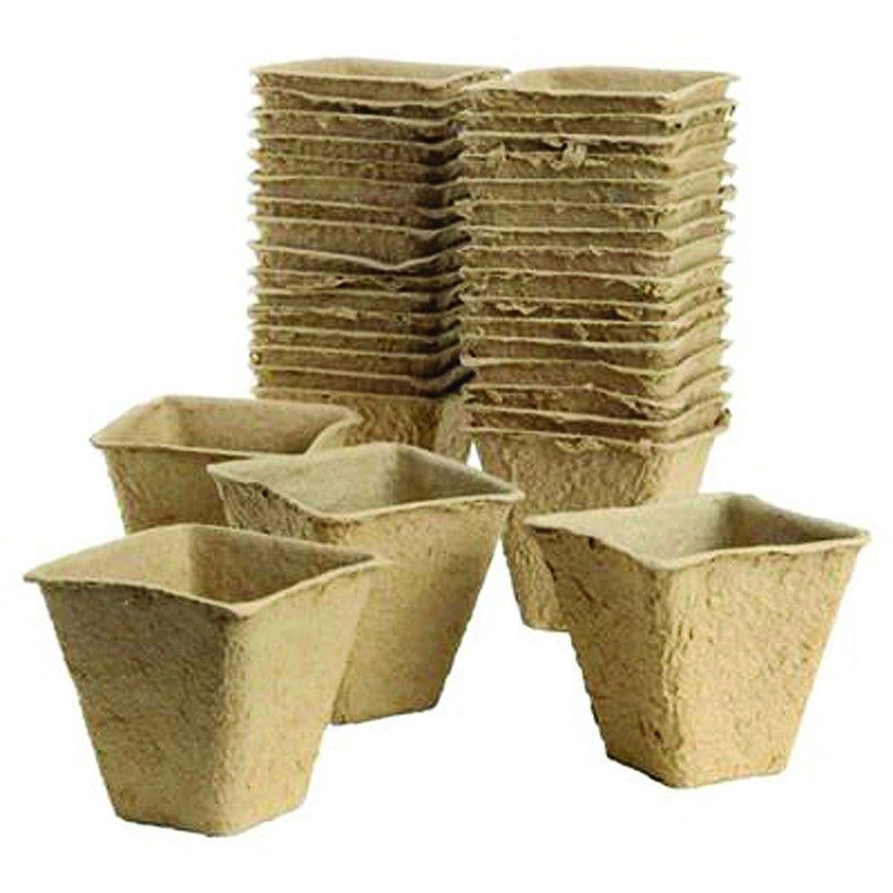 GoodValue 20 Pack 6cm Square Fibre Seed & Cutting Pots