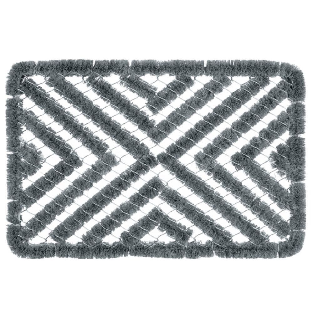 Grey Oblong Coir Bristle Muddy Boot Scraper Brush Mat