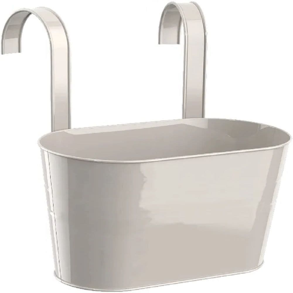 Hanging Cream Metal Fence Trough Planter