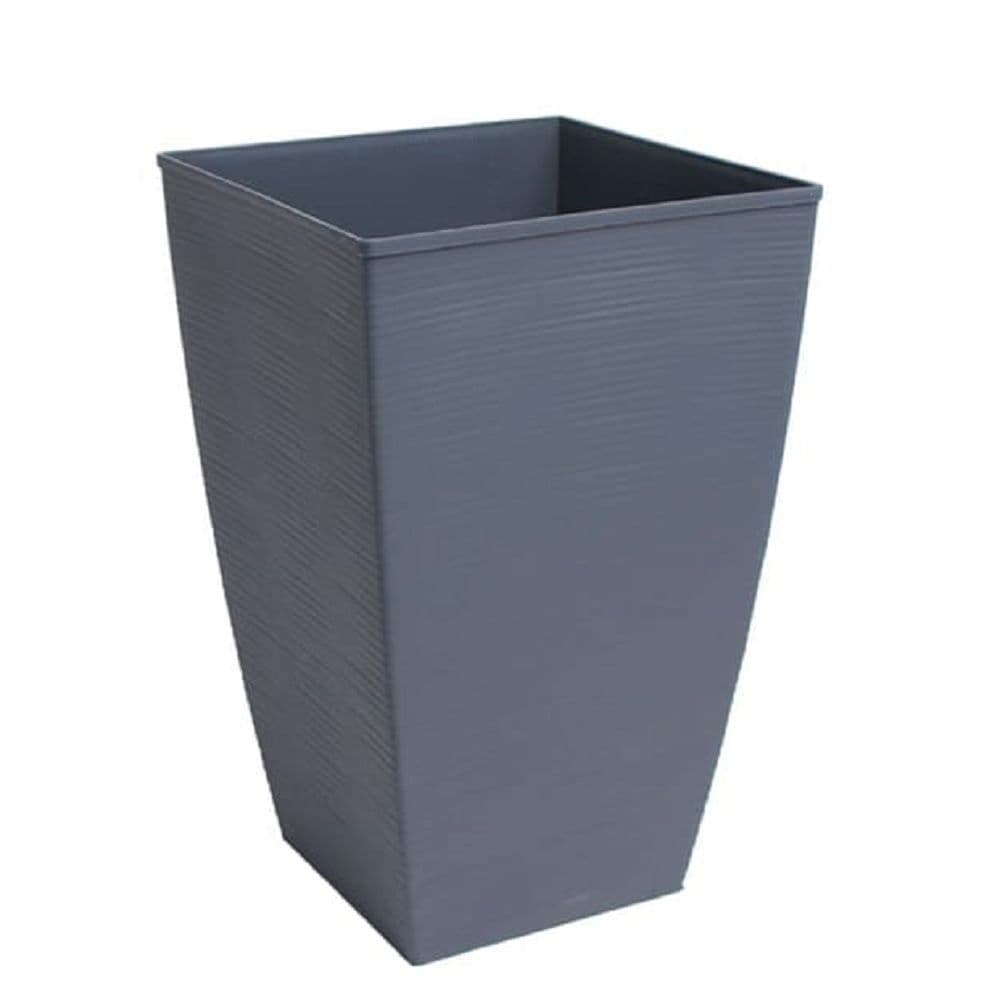 Large Square 45cm Grey Textured Plastic Planter