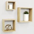 Oak Floating Wall Mounted Cube Box Shelves