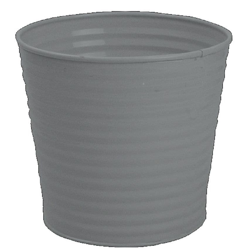 Ribbed Grey 13cm Metal Plant Pot