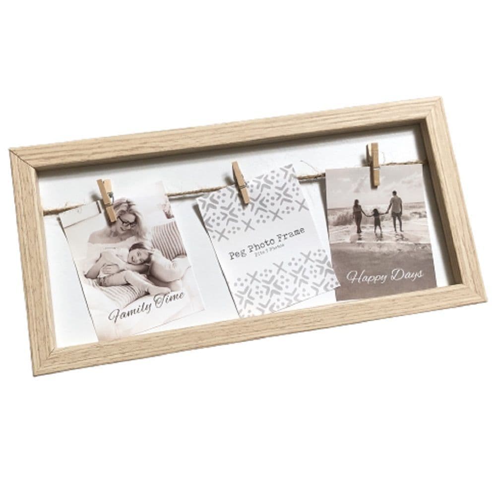 Small Wooden Peg Photo Frame 30 x 15cm