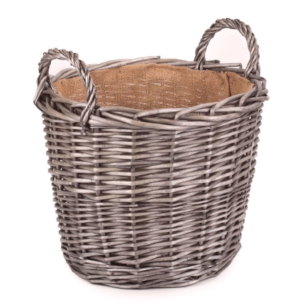 Suffolk Round Lined 32cm Wicker Log Kindling Basket