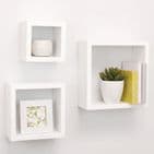 White Floating Wall Mounted Cube Box Shelves