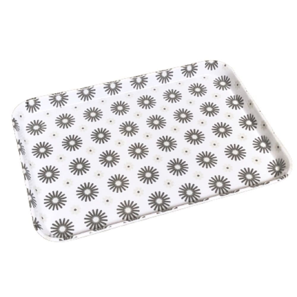 White & Grey Geometric 30cm Worktop or Table Tea & Coffee Drinks Tray