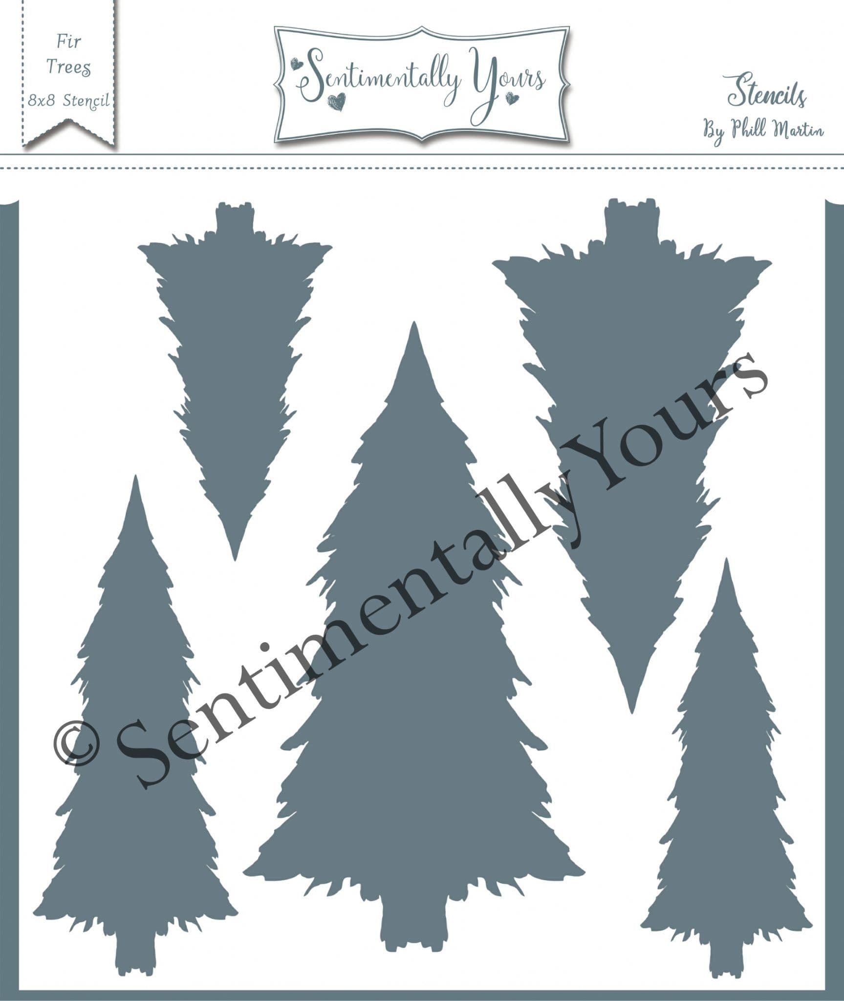 Exclusive Fir Trees 8x8 Stencil
