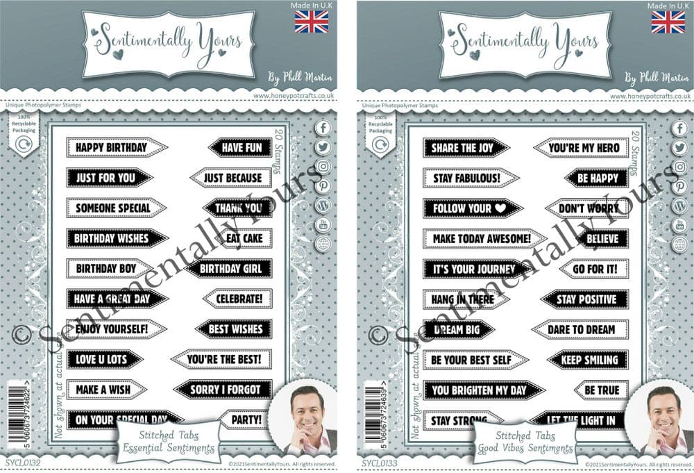 A5 Stitched Sentiments Tabs Duo Set