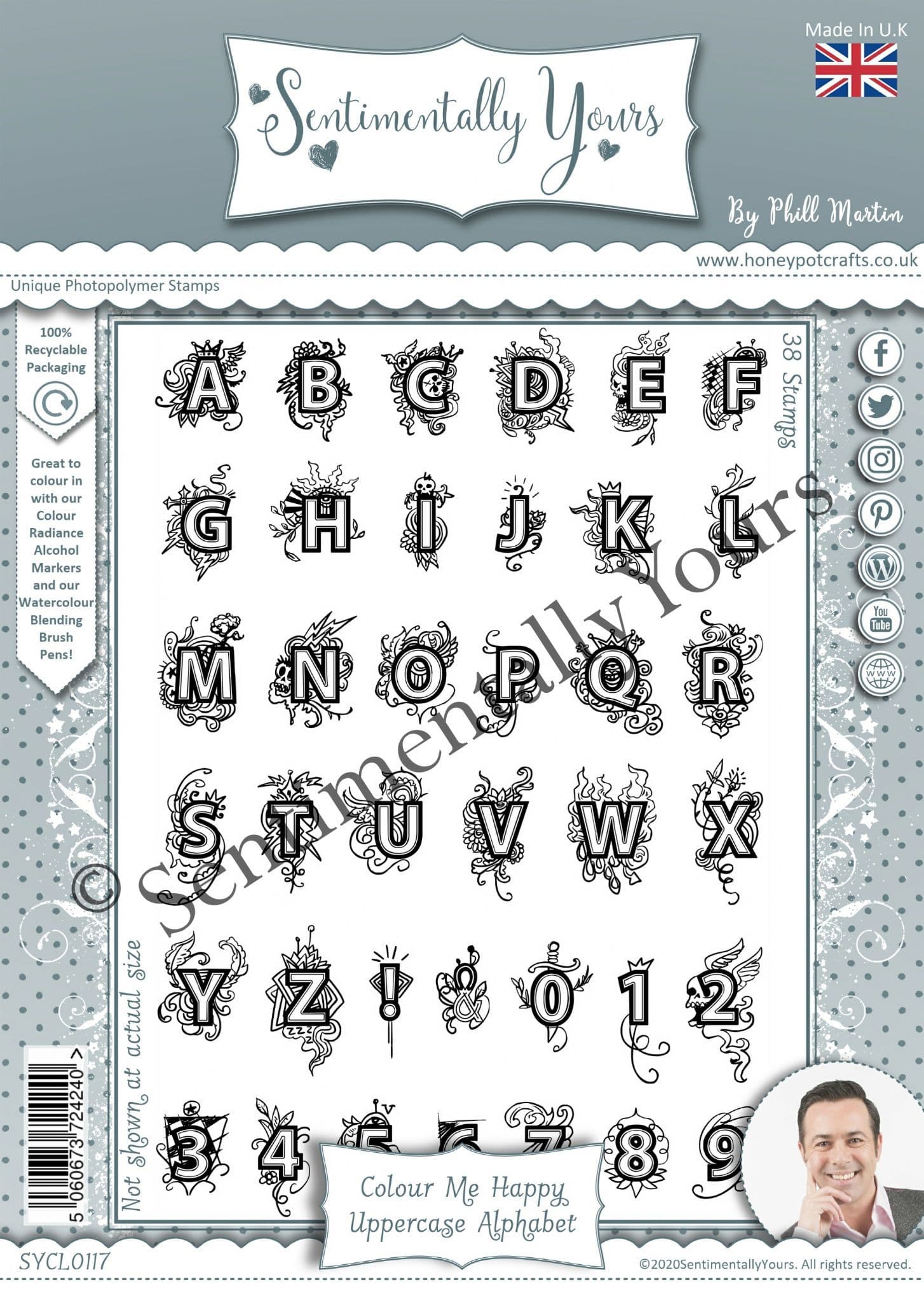 Colour Me Happy Uppercase Alphabet & Numbers A4 Set