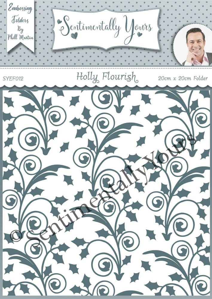 Holly Flourish 8x8 Embossing Folder