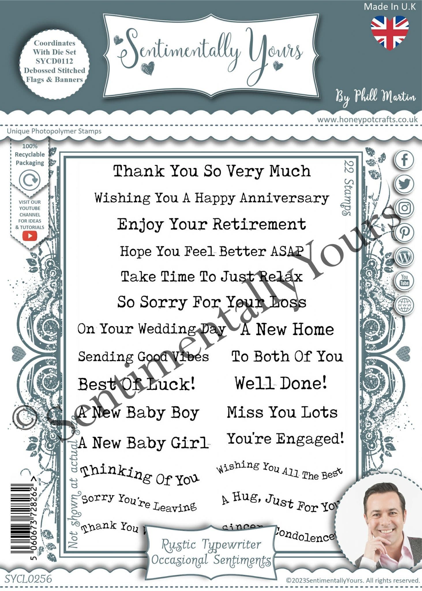 Rustic Typewriter Occasional Sentiments - A5 Stamp